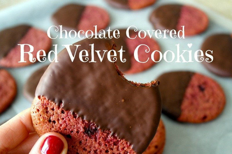 Valentine's Day Chocolate Covered Red Velvet Cookies - Heidi Powell